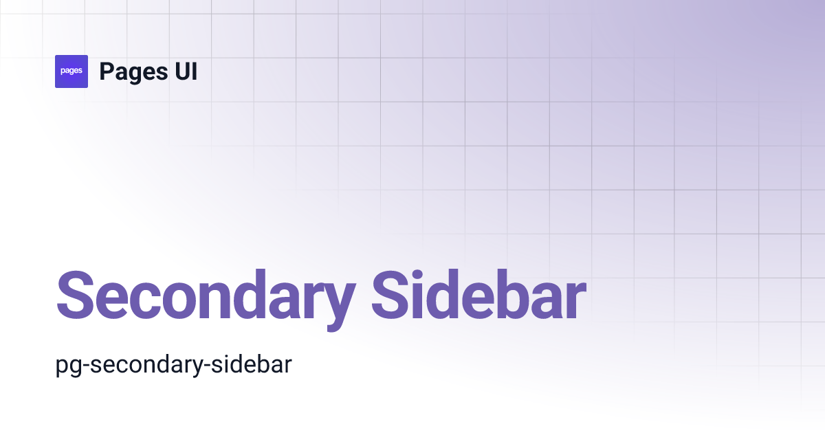 Secondary Sidebar | Pages UI
