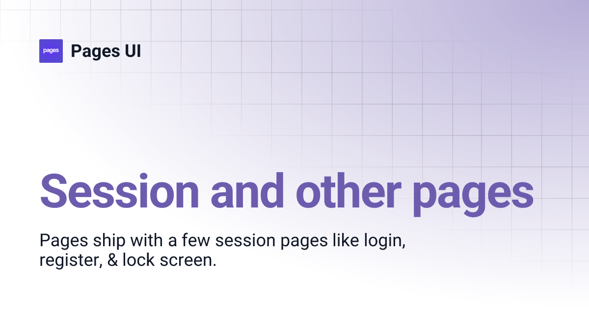 Session and other pages | Pages UI