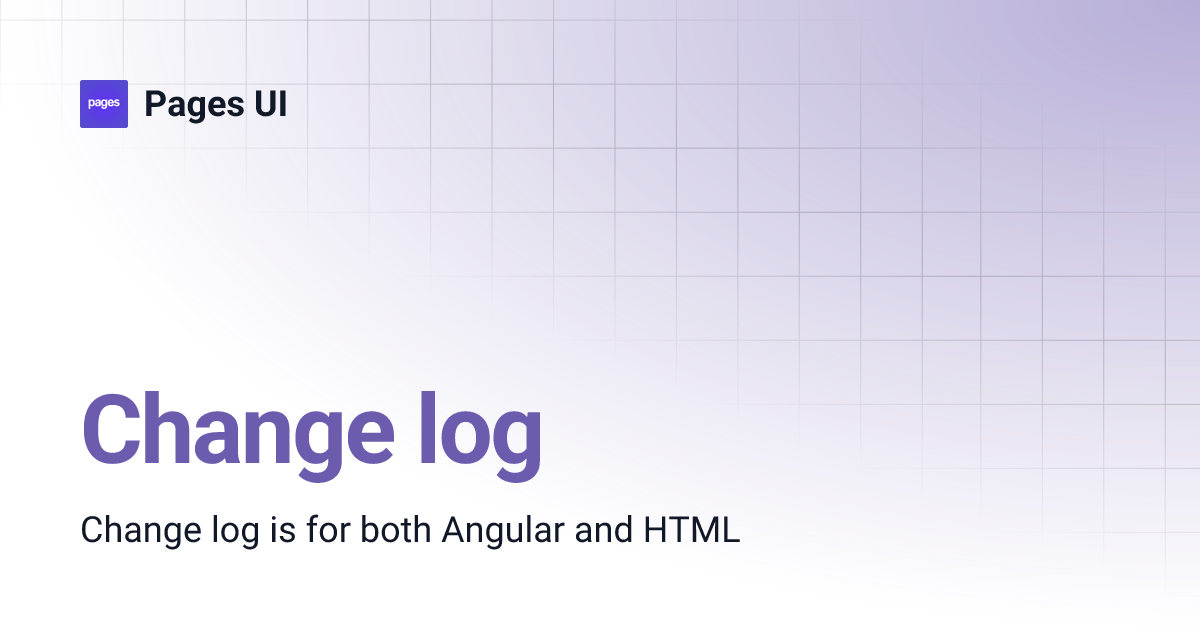 Change log | Pages UI